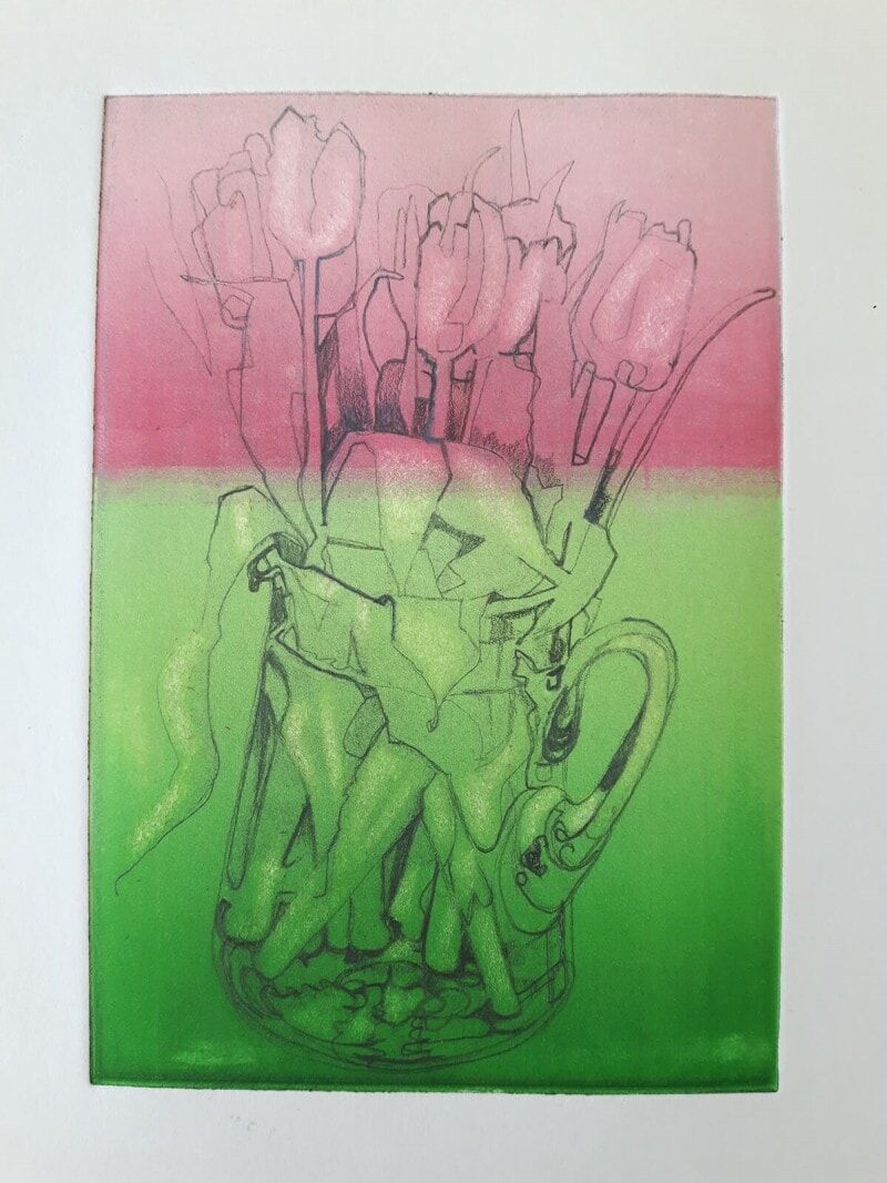 Tulips - Solar Plate Etching - Jane Baxter Art